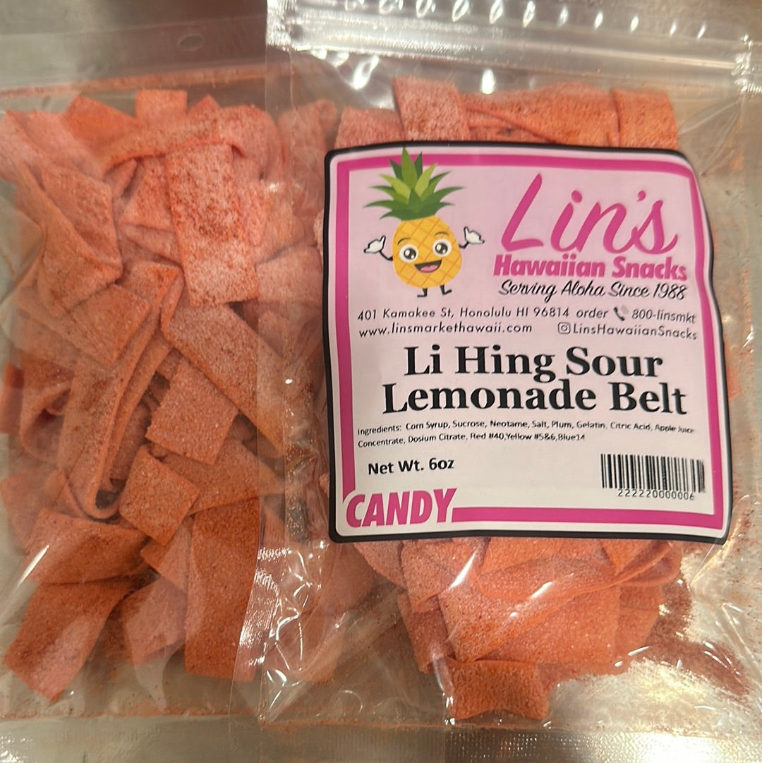 Li Hing Sour Lemonade Belts – Lin's Hawaiian Snacks
